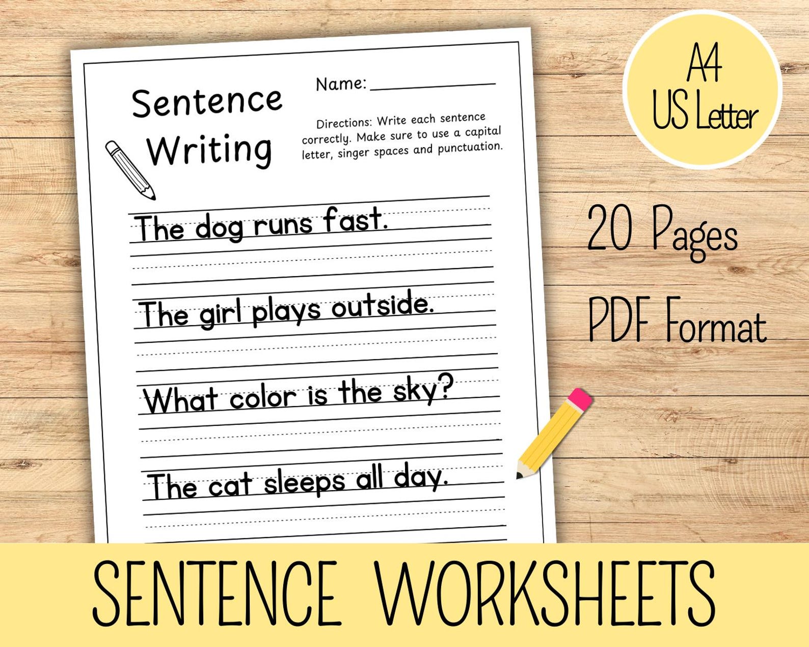 100 Printable Write the Sentence Worksheets, Sentence Writing Worksheet ...