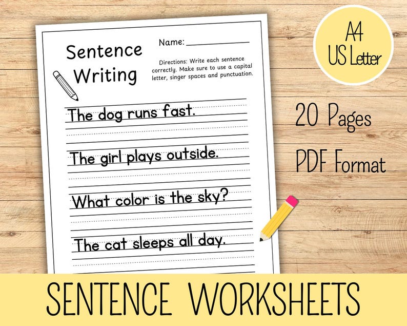 100 Printable Write the Sentence Worksheets, Sentence Writing Worksheet ...