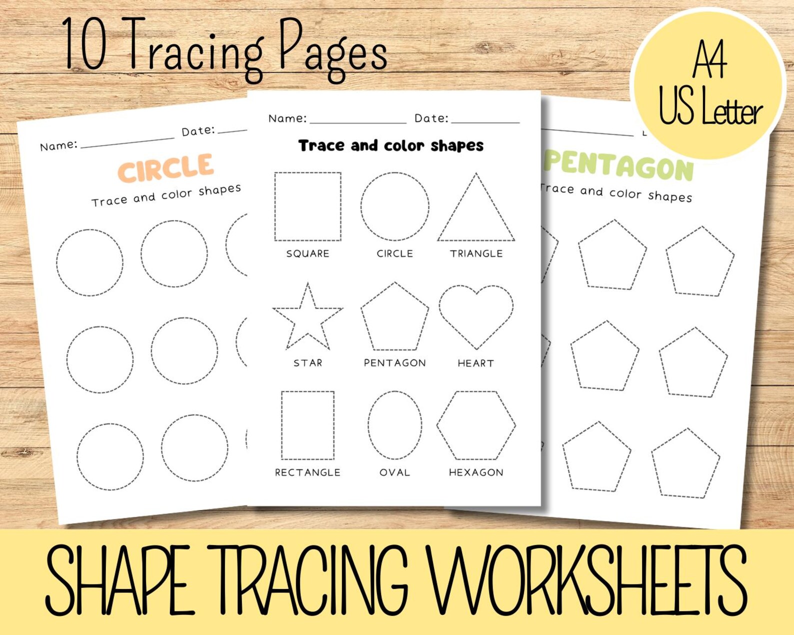 Shape Worksheet Trace, Preschool Shape Tracing Worksheet Kindergarten ...