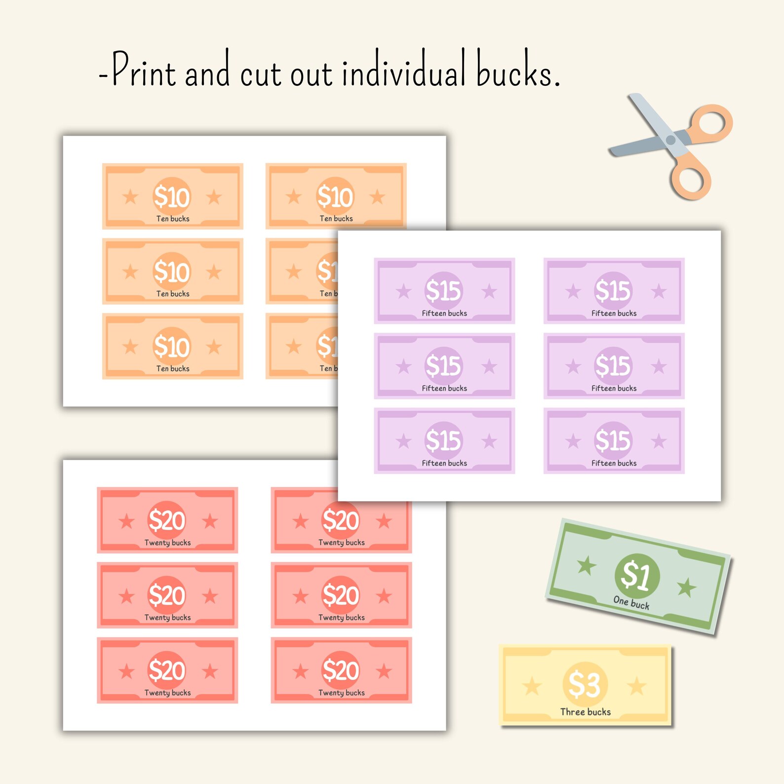 Editable Kids Reward Bucks, Mom Bucks, Chore Bucks, Reward System for ...