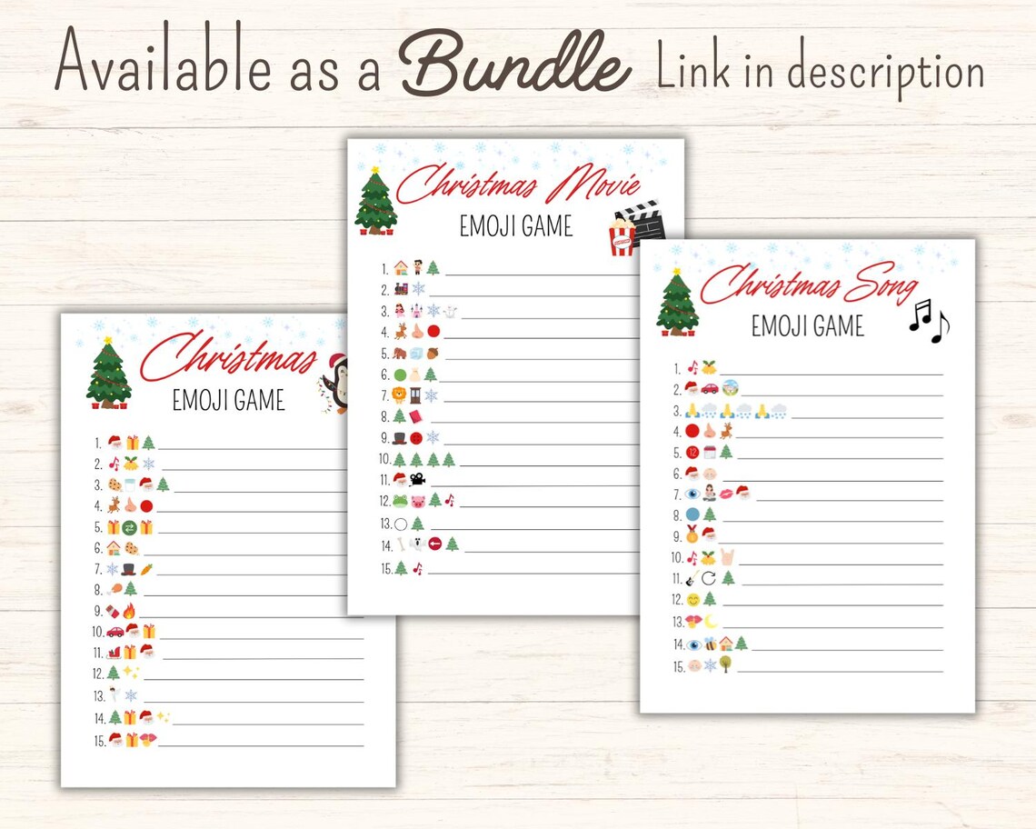Christmas Movies Emoji Pictionary Game, Fun Christmas Party Games ...