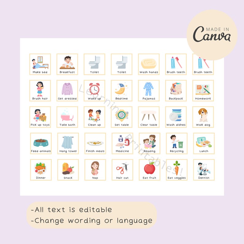 Editable Daily Routine Cards, Visual Schedule Kids, Kids Chore Chart ...