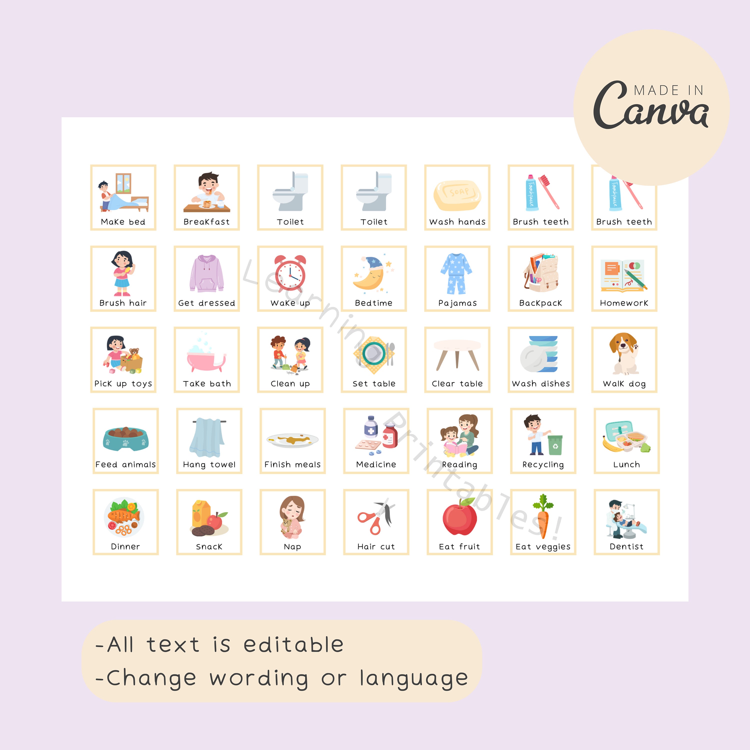 Editable Daily Routine Cards, Visual Schedule Kids, Kids Chore Chart ...