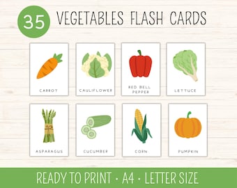 32 Vegetables Flashcards, Image Cards for Kids, Preschool, Nomenclature ...