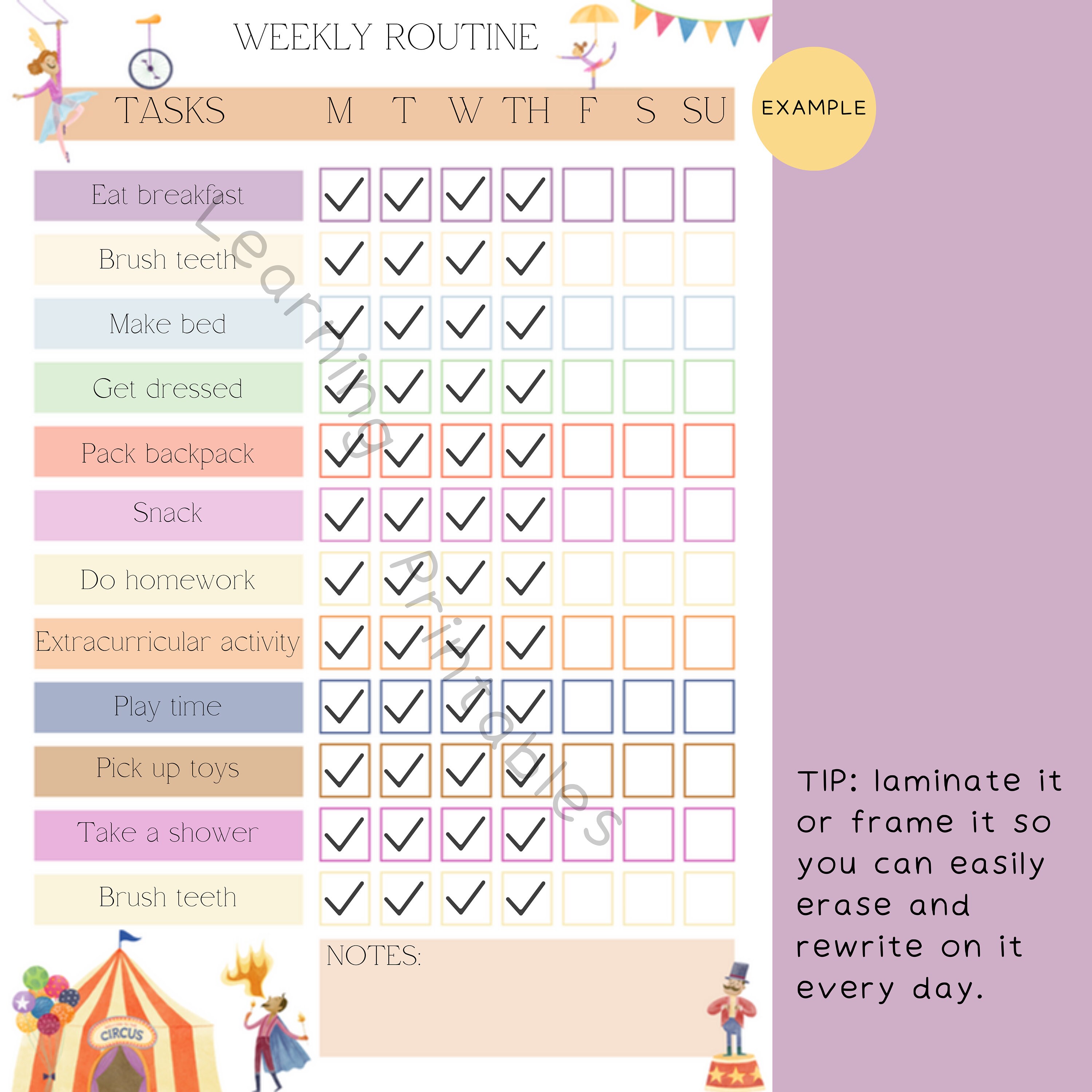 Editable Kids Chore Chart, Daily Checklist, Daily Routine, Homeschool ...