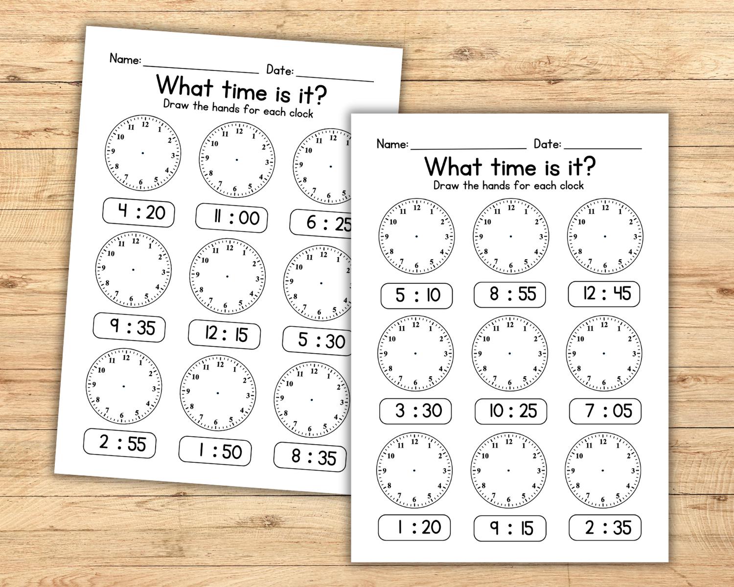 20 Telling Time Worksheets, Learn Telling Time, Printable Time ...