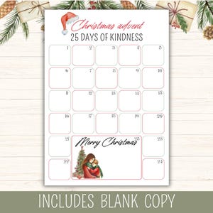25 Days of Kindness Calendar for Kids, Christmas Activity Advent ...