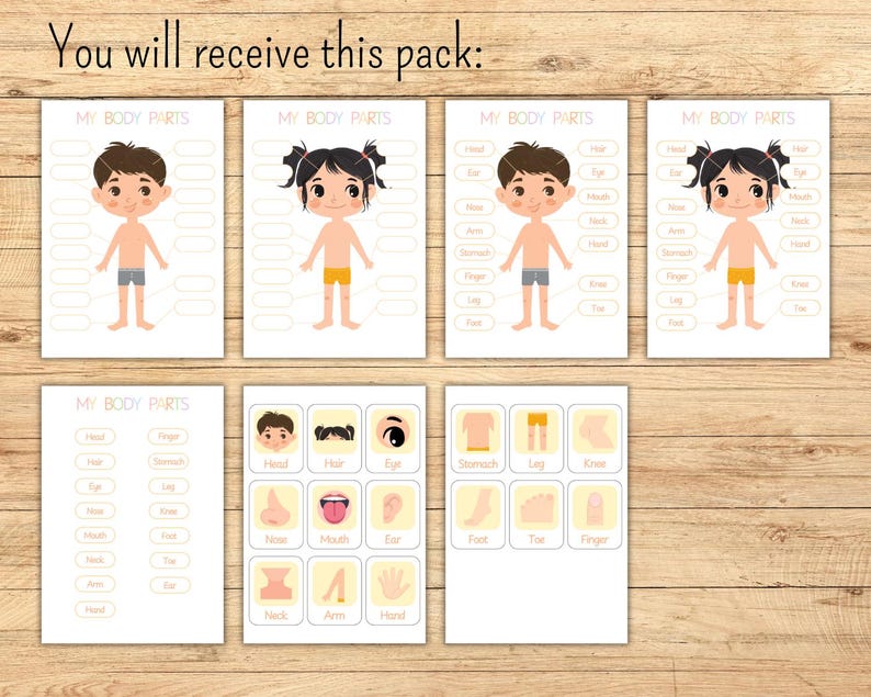 Body Parts Matching Activity Printable, Toddler Busy Book Pages ...