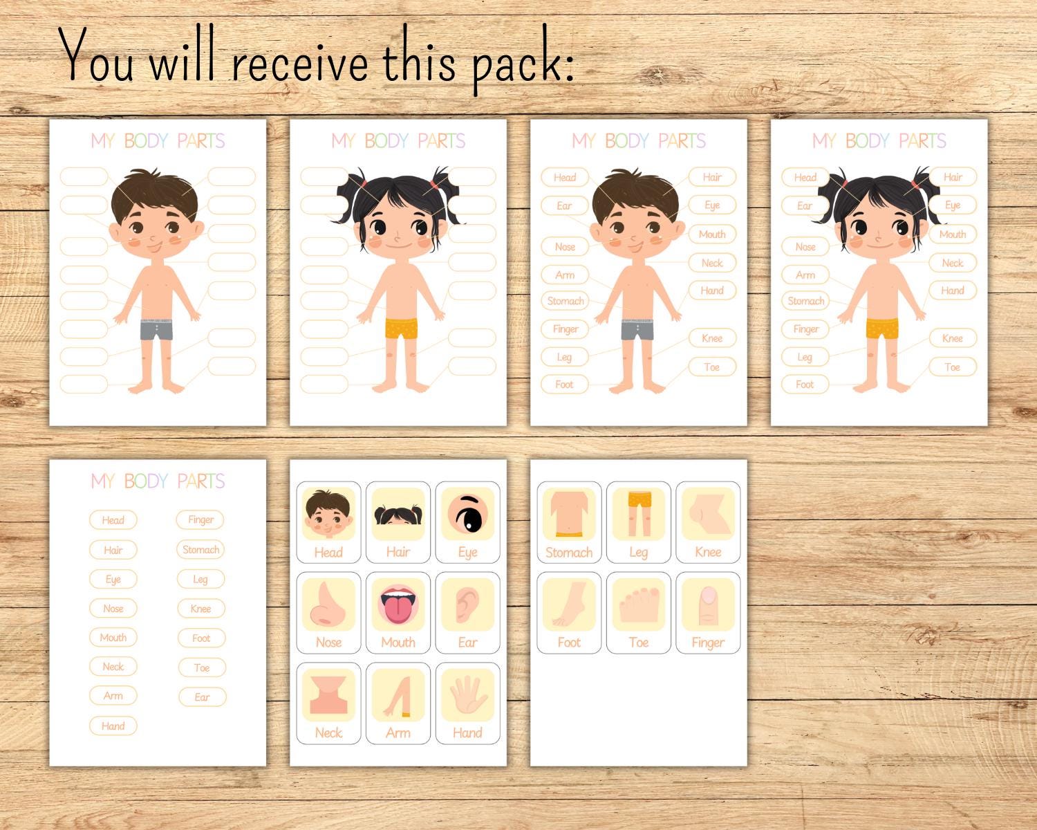 Body Parts Matching Activity Printable, Toddler Busy Book Pages ...