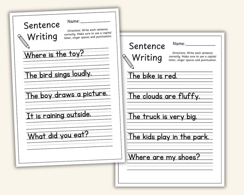 100 Printable Write the Sentence Worksheets, Sentence Writing Worksheet ...