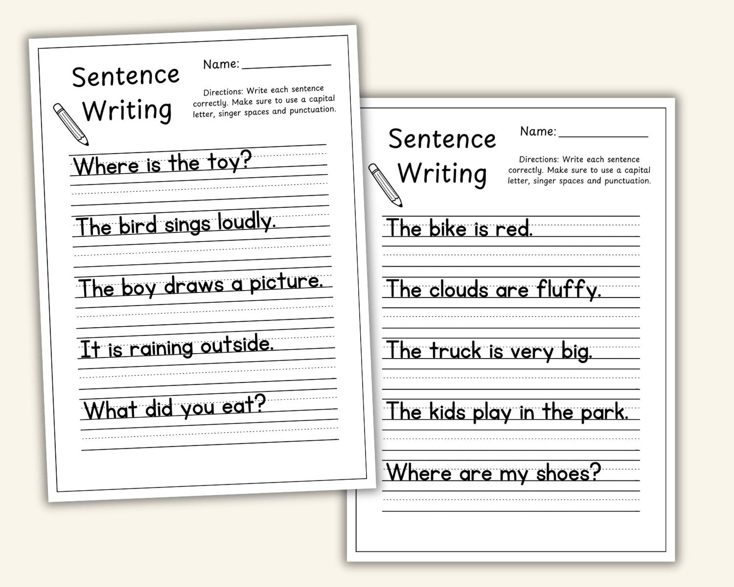 100 Printable Write the Sentence Worksheets, Sentence Writing Worksheet ...