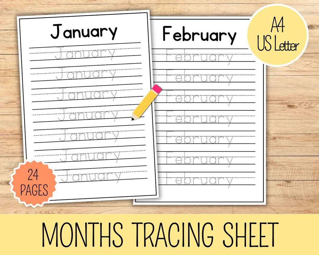 Months of the Year Tracing Worksheet, Learn to Trace Months ...