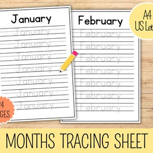 Months of the Year Tracing Worksheet, Learn to Trace Months ...