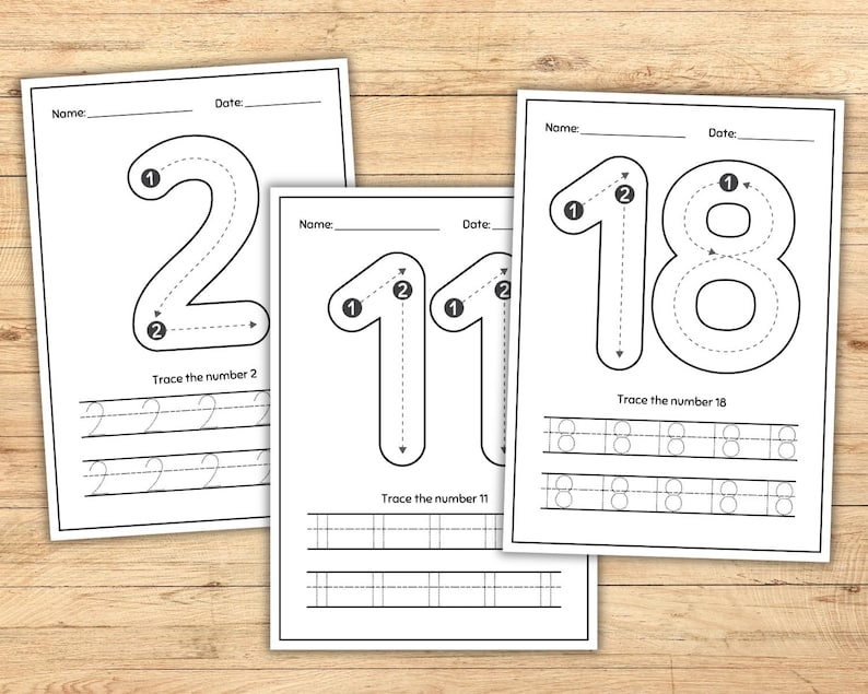 20 Number Trace Worksheet, Trace Numbers, Number Trace Printable, Kids ...
