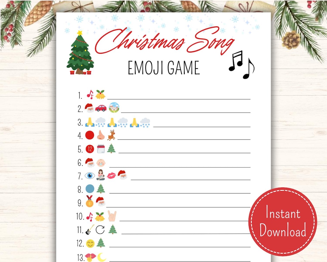 Christmas Songs Emoji Pictionary Game, Christmas Songs, Printable ...