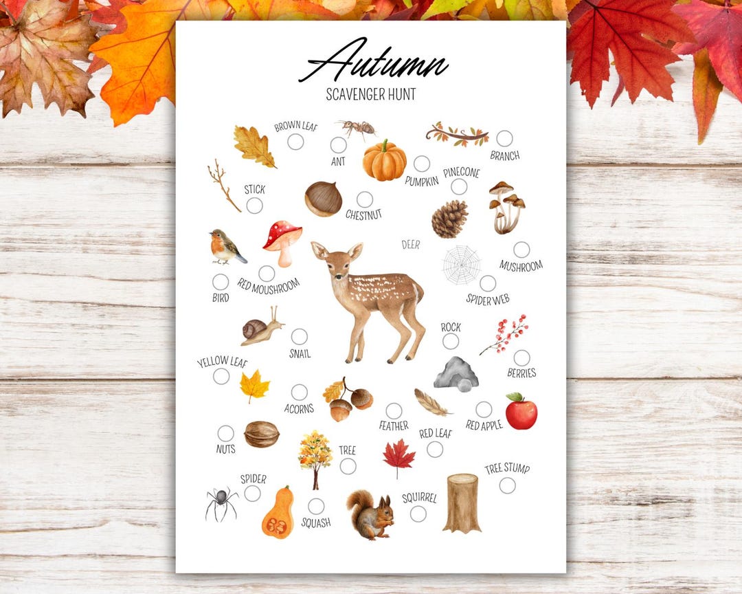 Autumn Nature Scavenger Hunt, Fall Unit Study, Printable Outdoor ...