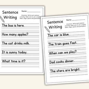 100 Printable Write the Sentence Worksheets, Sentence Writing Worksheet ...