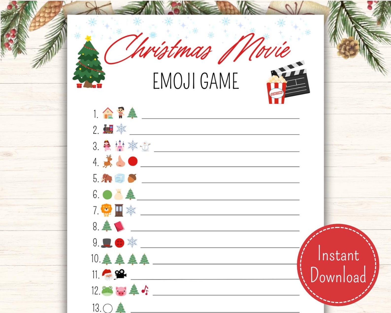 Christmas Movies Emoji Pictionary Game, Fun Christmas Party Games ...