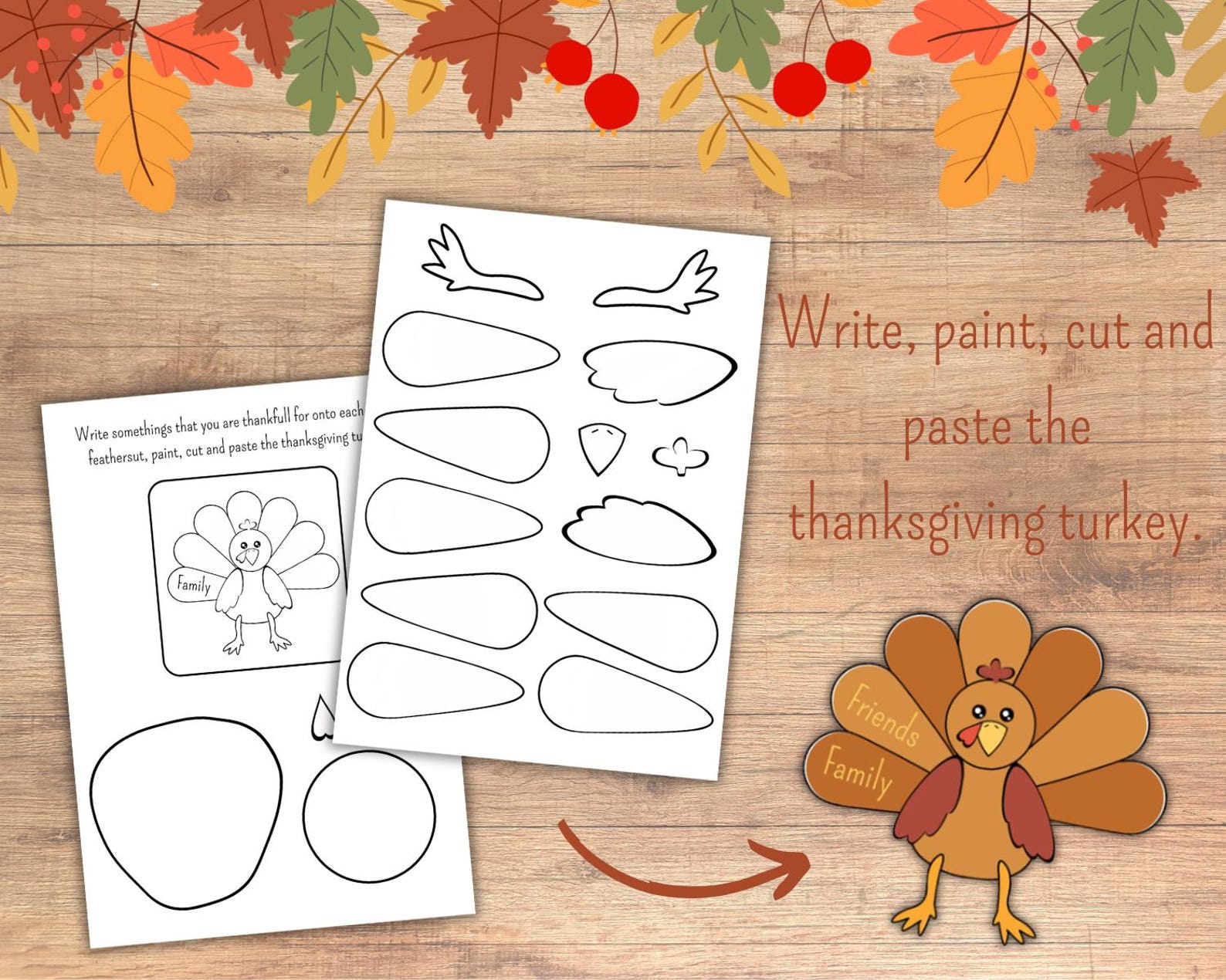 Thankful Turkey Activity, Kids Turkey Activity, Turkey Activity ...