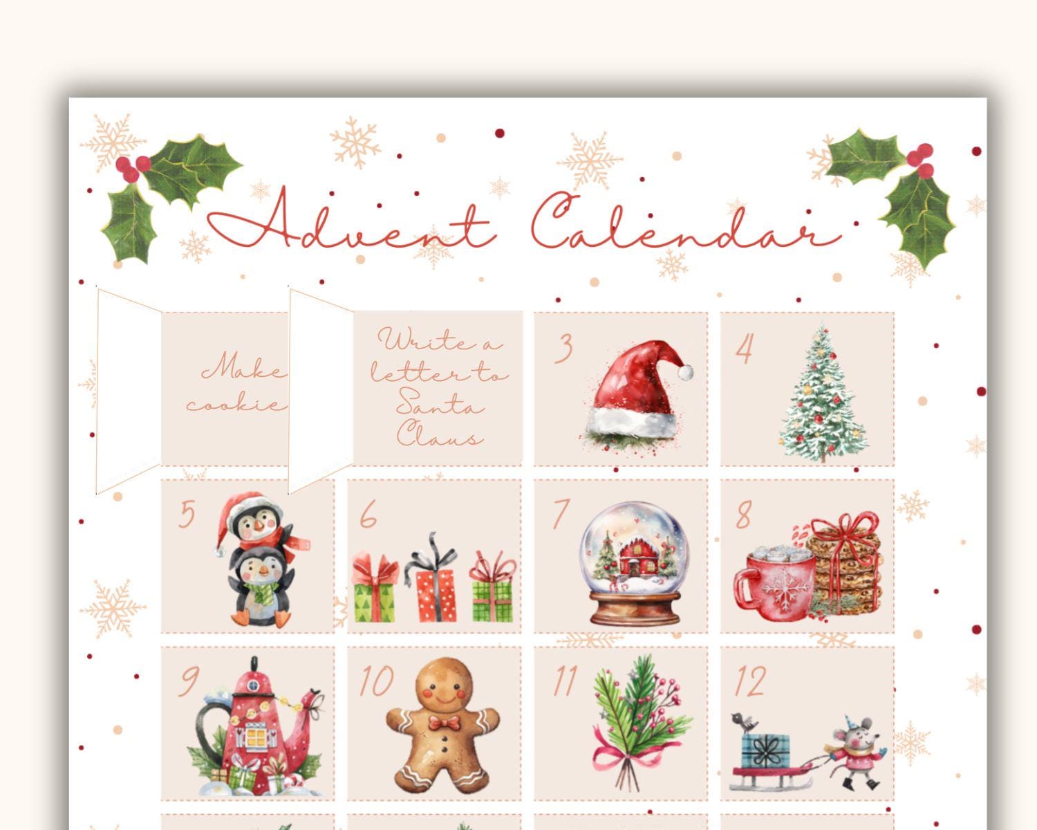 Editable Advent Activity Cards for Kids, Advent Calendar, Christmas ...