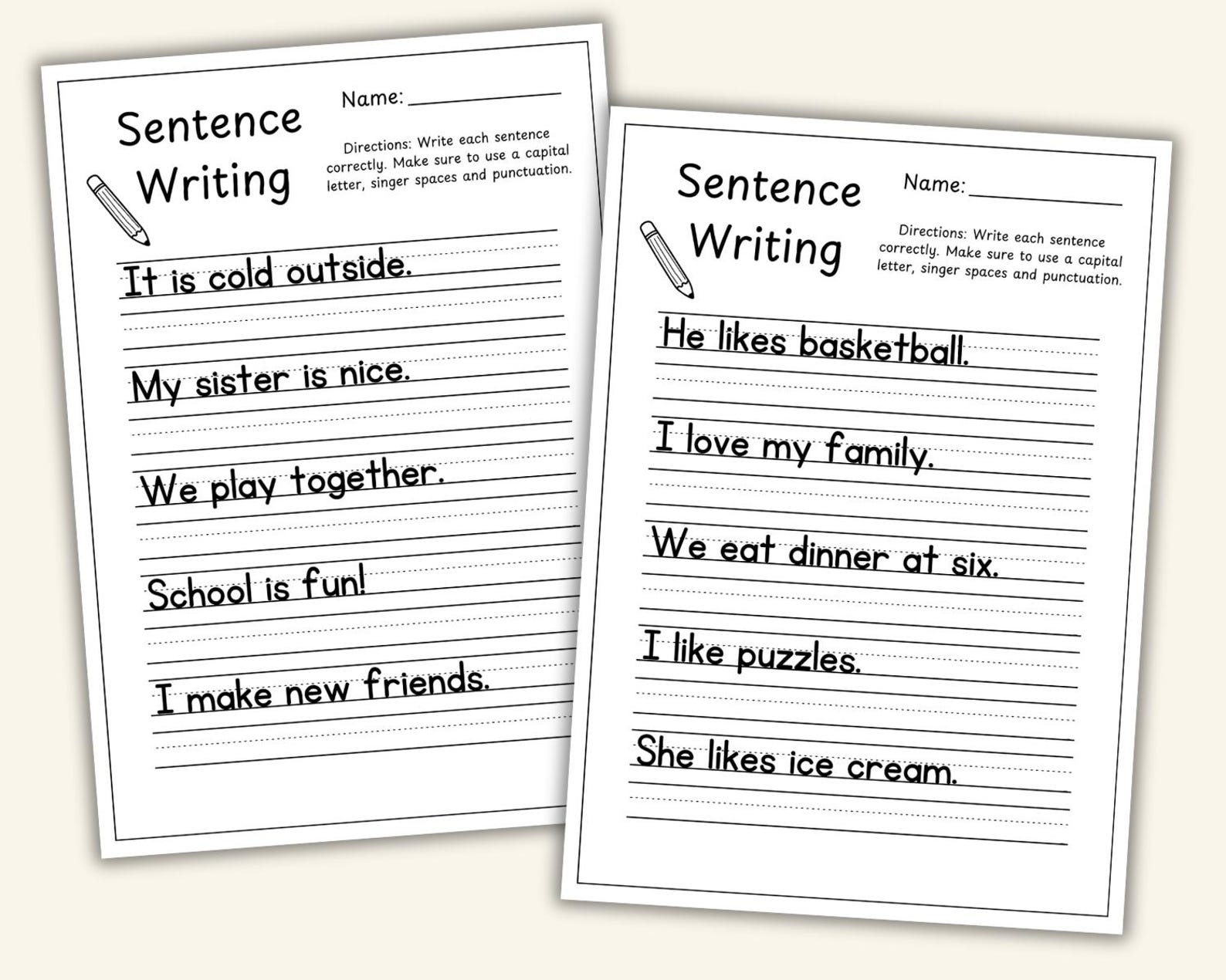 100 Printable Write the Sentence Worksheets, Sentence Writing Worksheet ...