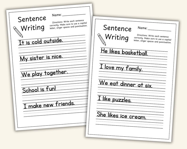 100 Printable Write the Sentence Worksheets, Sentence Writing Worksheet ...