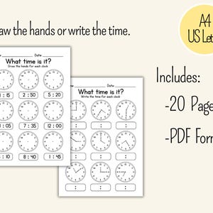 20 Telling Time Worksheets, Learn Telling Time, Printable Time ...