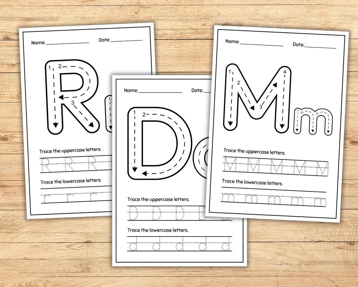 26 Alphabet Trace Worksheets, Uppercase Lowercase Alphabet, Tracing ...