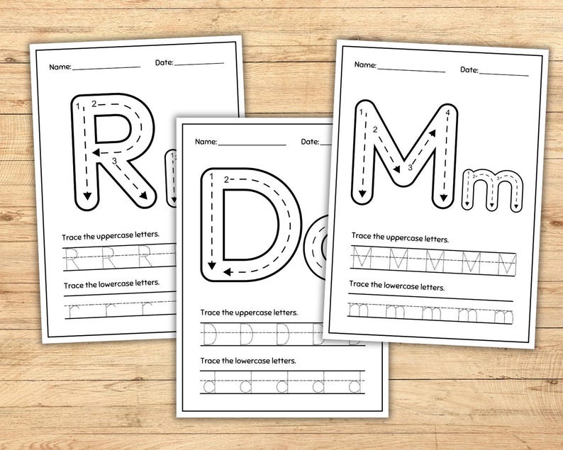 26 Alphabet Trace Worksheets, Uppercase Lowercase Alphabet, Tracing ...