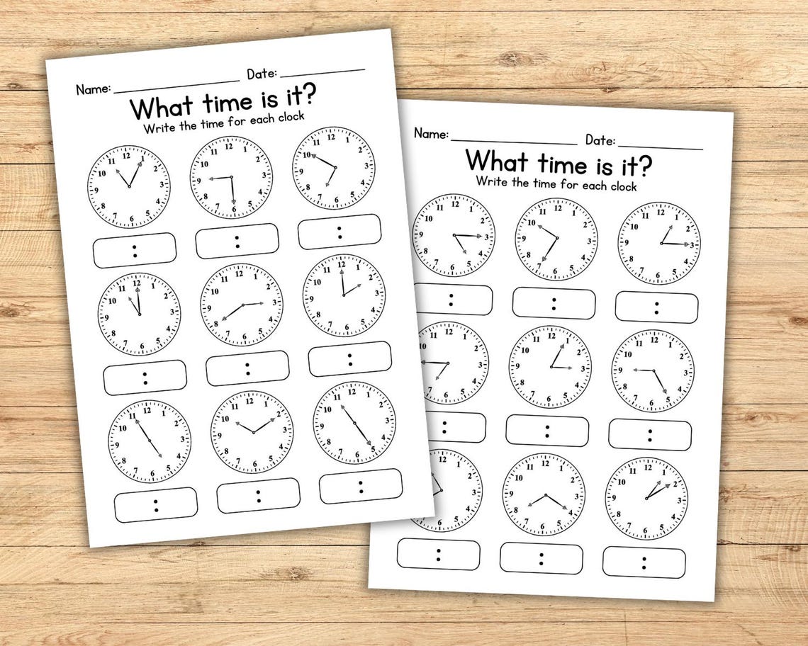 20 Telling Time Worksheets, Learn Telling Time, Printable Time ...
