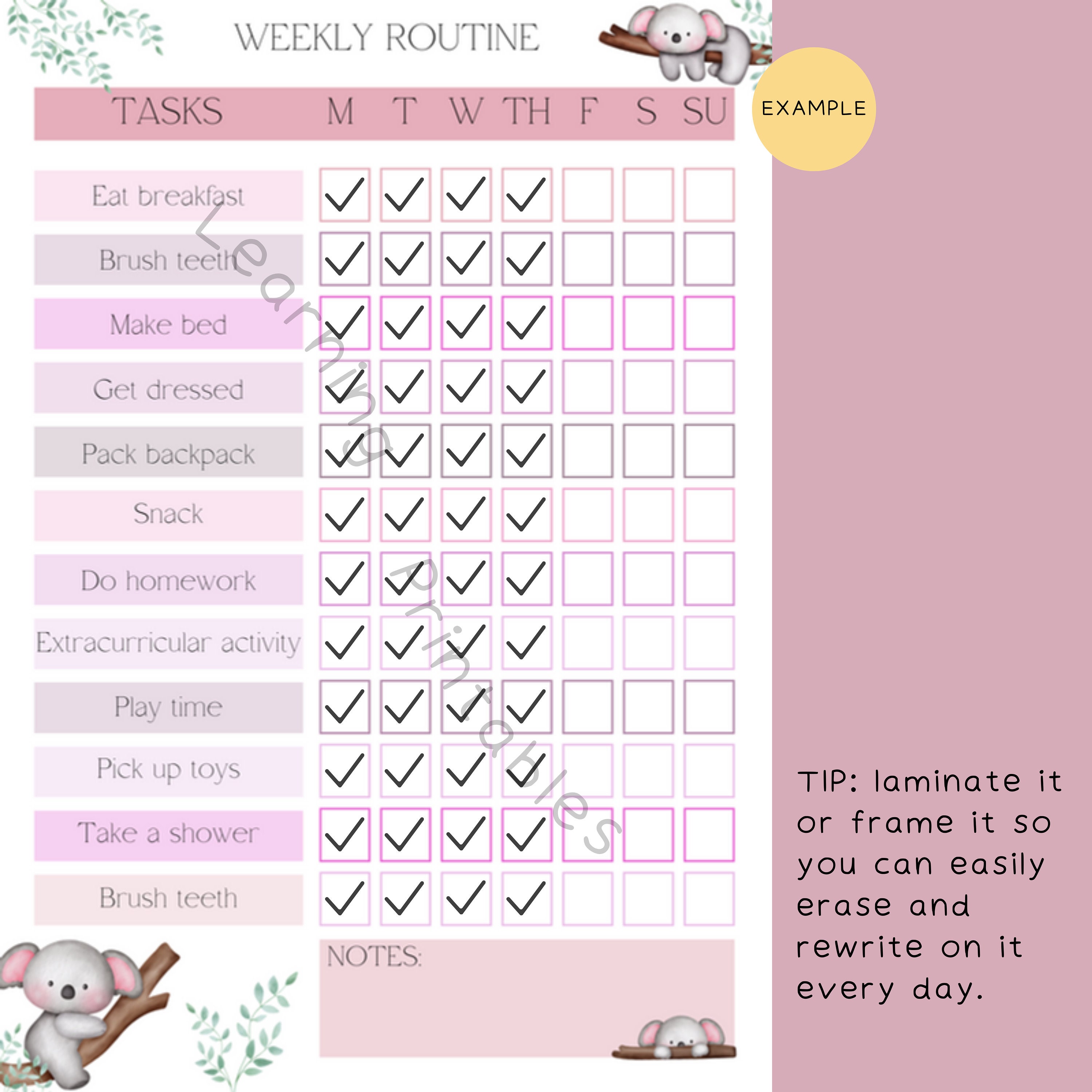 Daily Checklist, Daily Routine, Chore Chart, Chore Chart for Kids ...