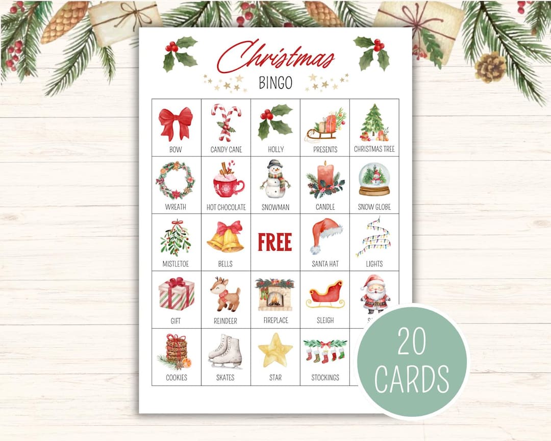 Christmas Bingo Cards, Printable Kids Christmas Bingo Game, Christmas ...
