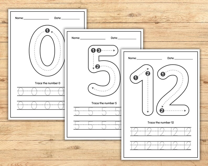 20 Number Trace Worksheet, Trace Numbers, Number Trace Printable, Kids ...