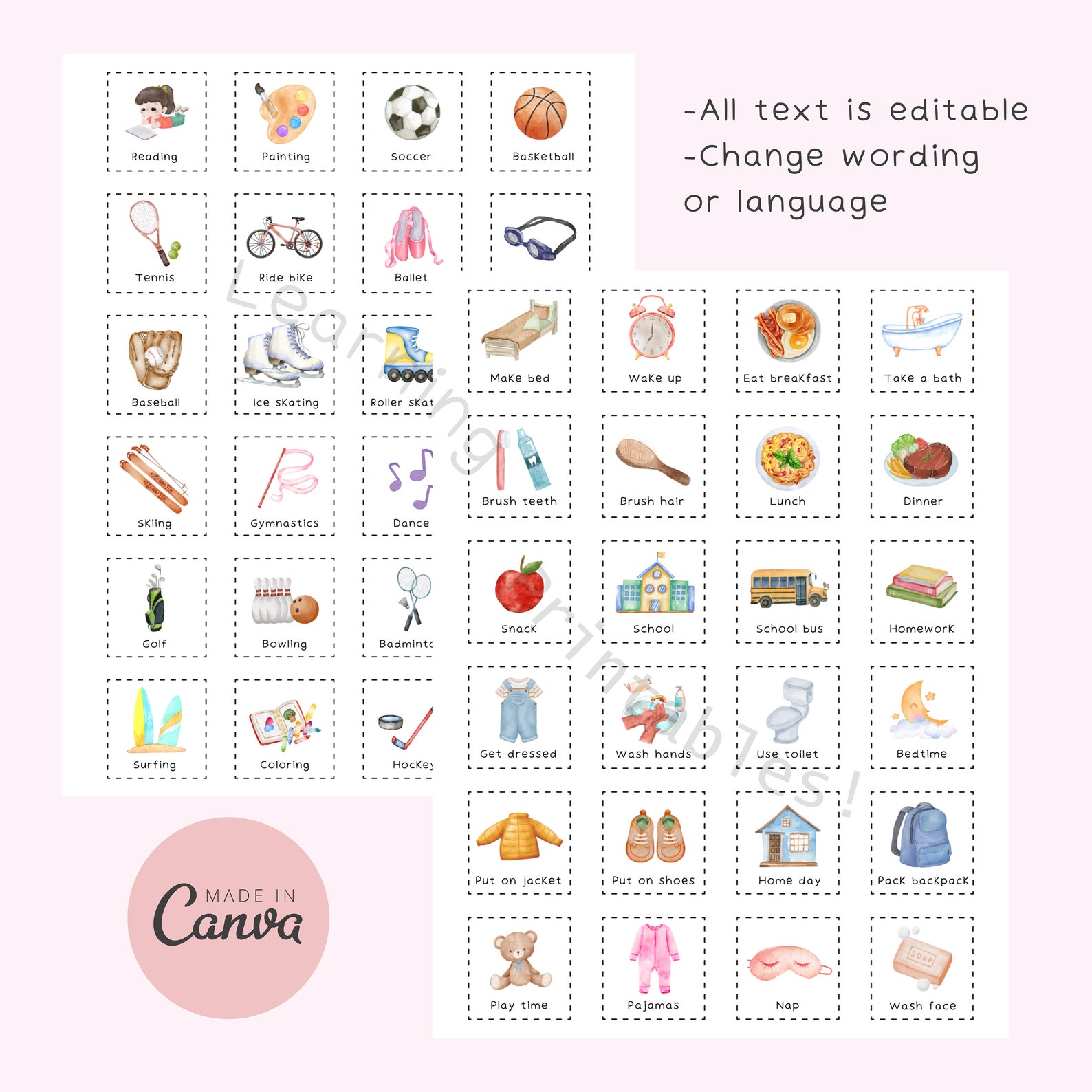 Editable Kids Daily Routine Cards, Chore Chart for Kids, Daily Visual ...