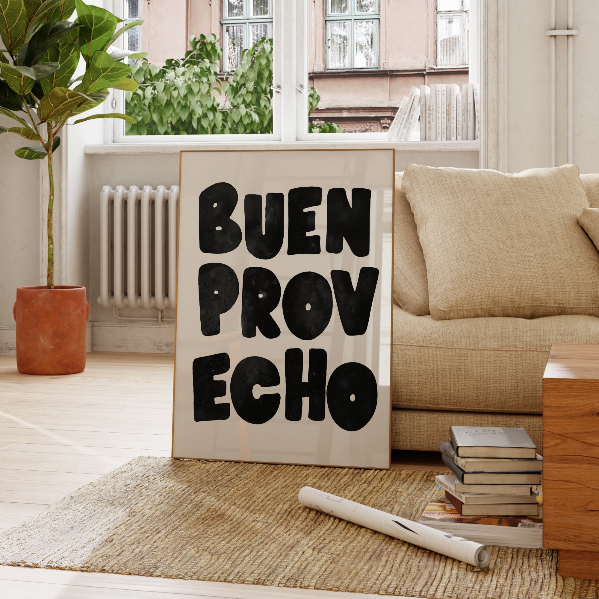 Buen Provecho Print Spanish Bon Appetit Word Kitchen Decor Dining Wall ...