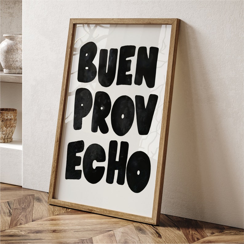 Buen Provecho Print Spanish Bon Appetit Word Kitchen Decor Dining Wall ...
