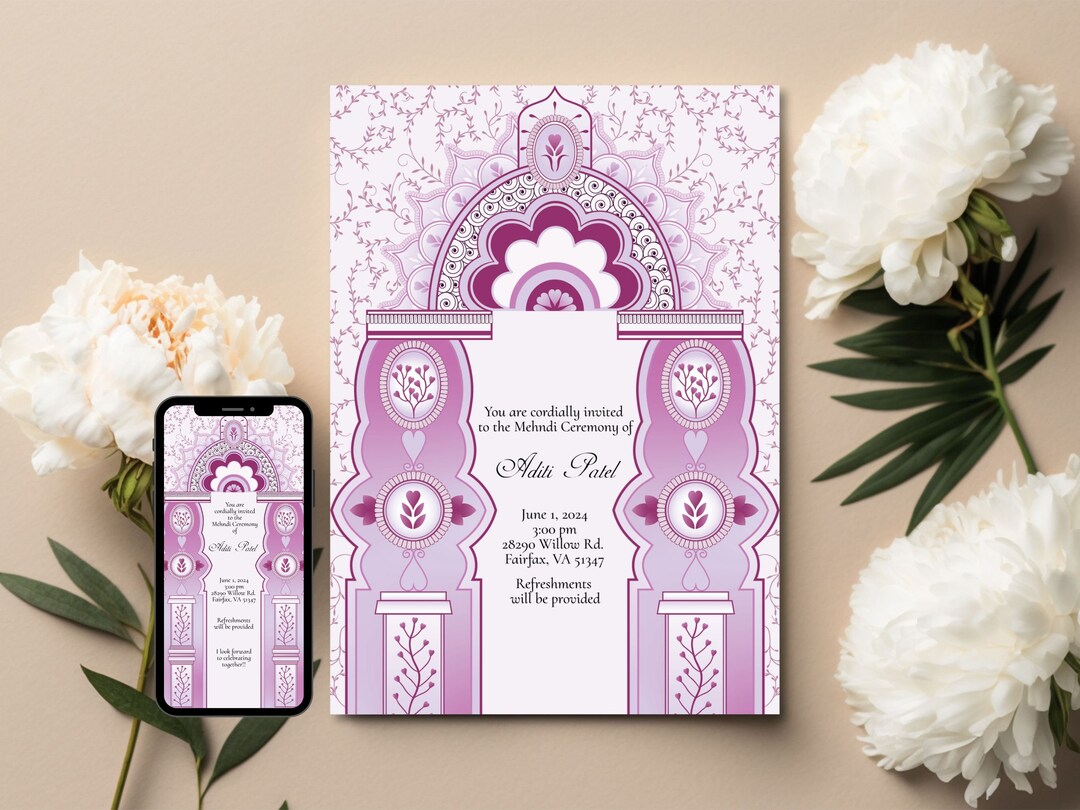Mehndi Invitation, Henna Invitations, Mehendi Invitation, Digital ...