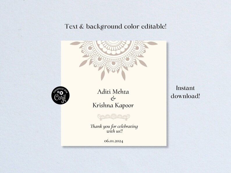 Indian Wedding Favor Tag, Indian Wedding Return Gift, Mehndi Gifts for ...