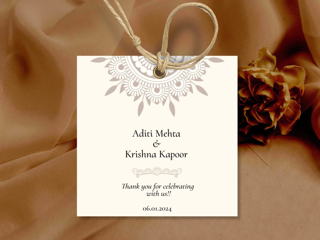 Indian Wedding Favor Tag, Indian Wedding Return Gift, Mehndi Gifts for ...