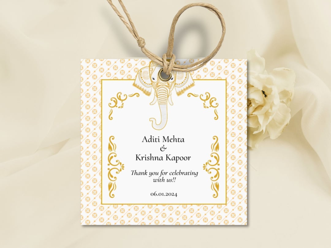 Indian Wedding Favor Tag, Indian Wedding Return Gifts, Thank You Favor ...
