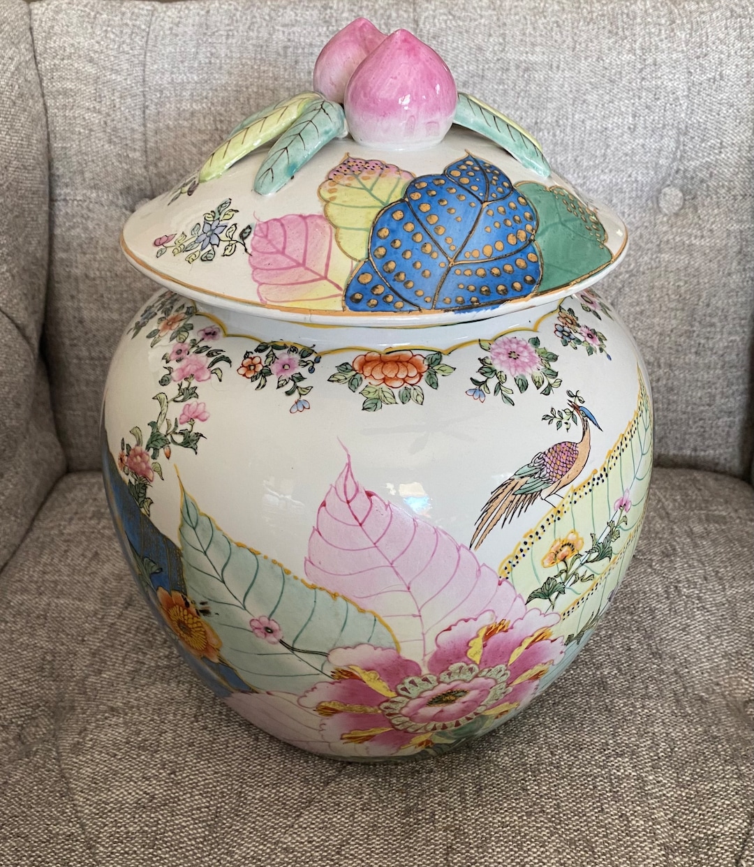 RARE Large Vintage Tobacco Leaf Ginger Jar FREE SHIP - Etsy