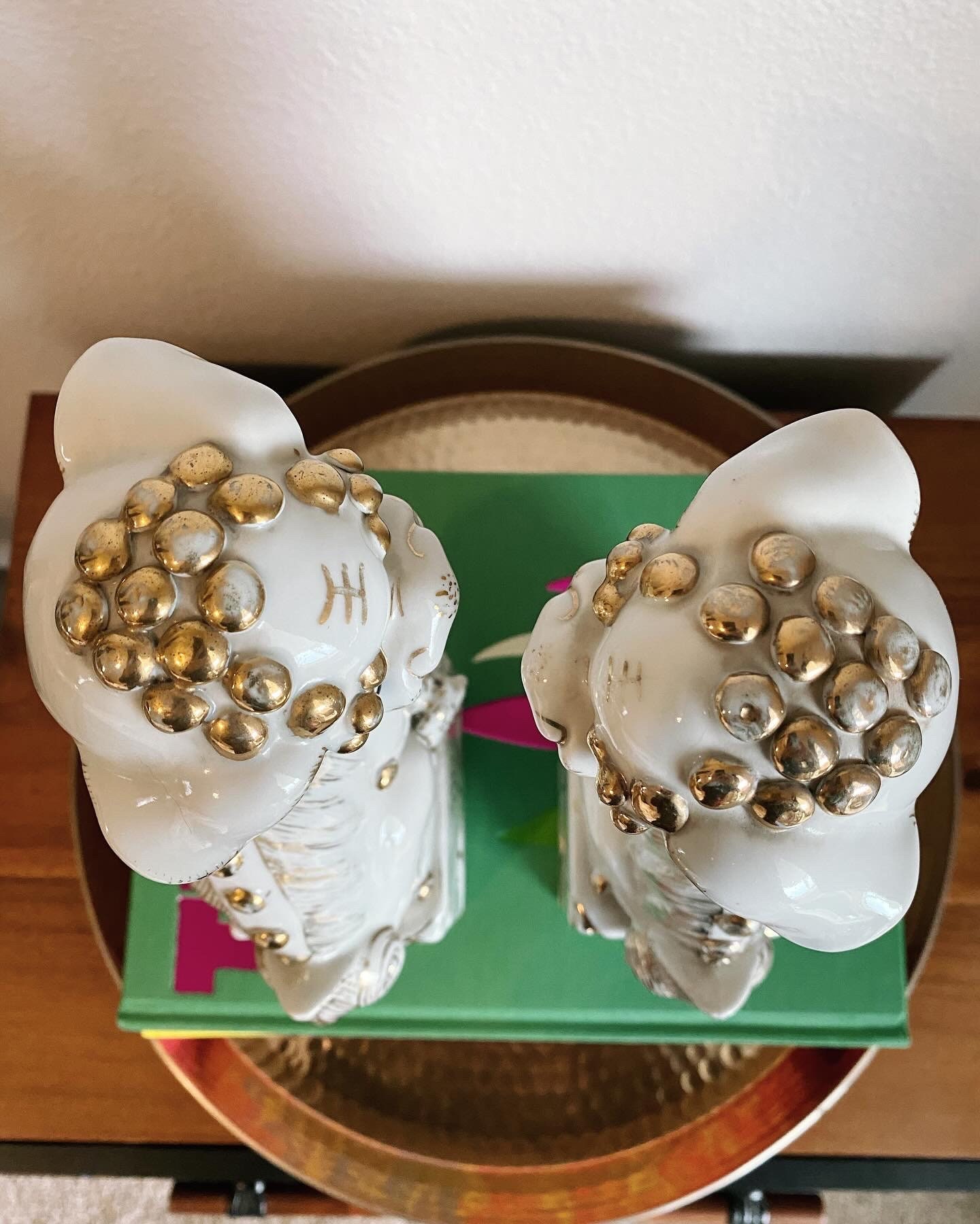 RARE White Porcelain & Gold Gilt Foo Dogs antique or Vintage - Etsy