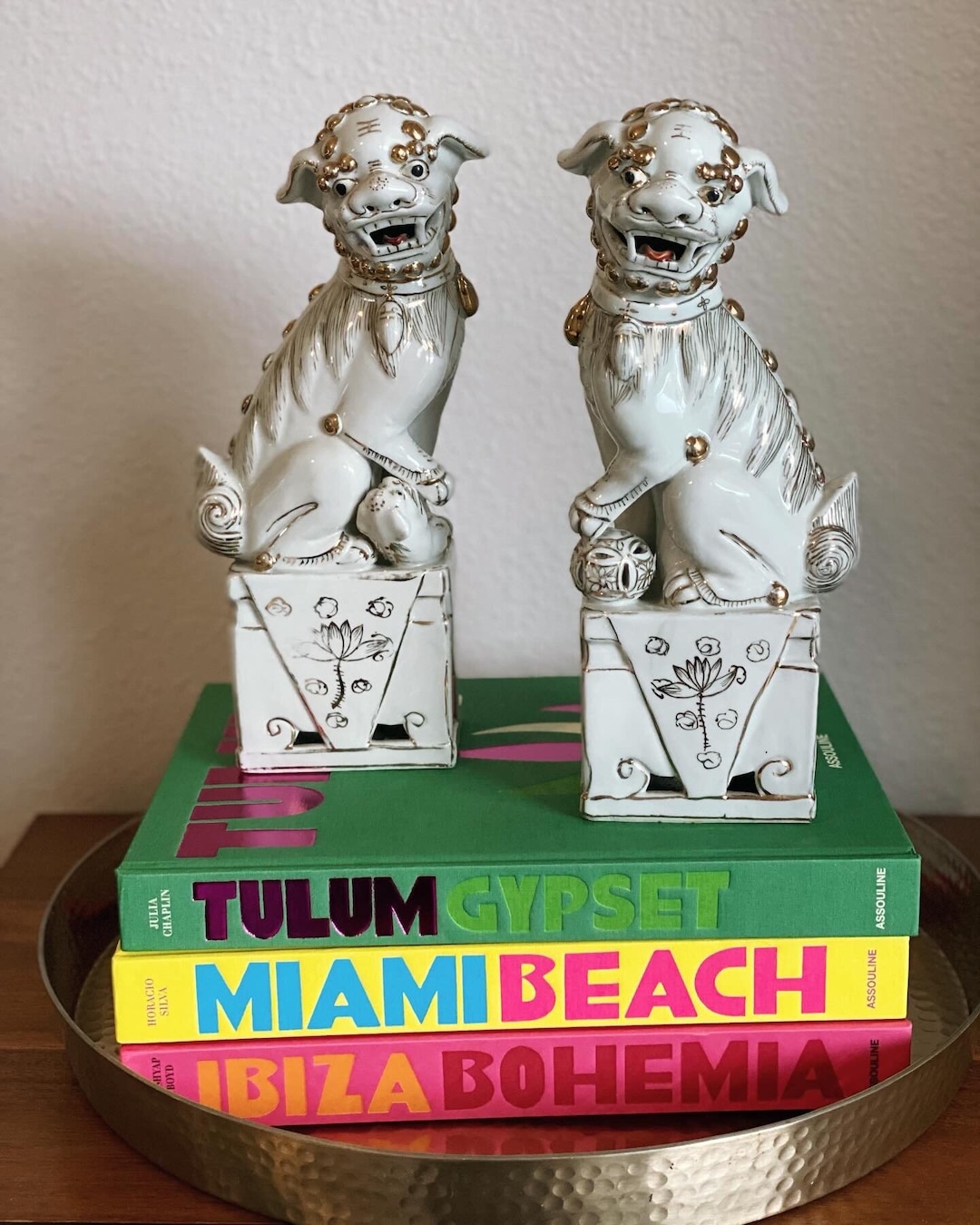 RARE White Porcelain & Gold Gilt Foo Dogs antique or Vintage - Etsy