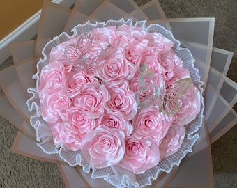 40 Ribbon Rose Bouquet - Etsy