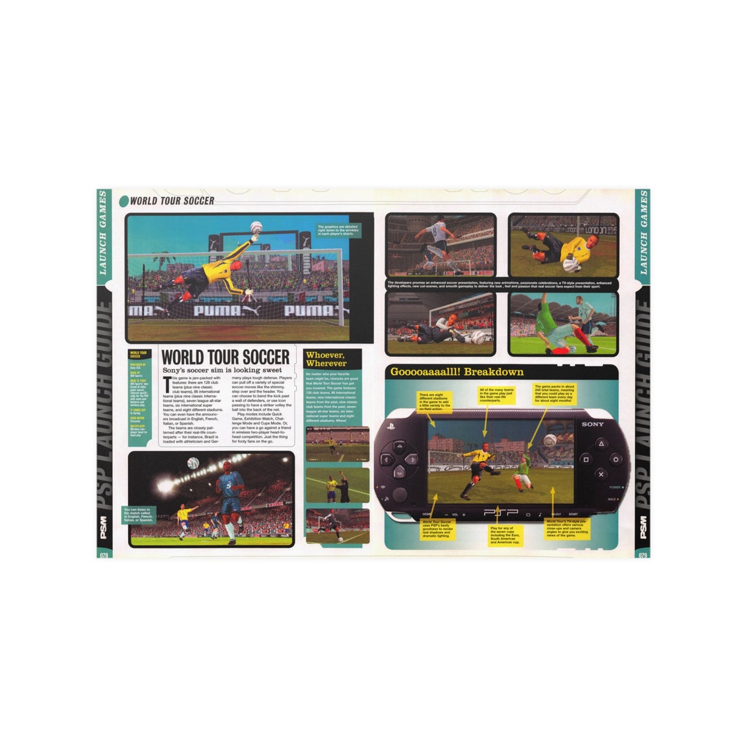 World Tour Soccer PSP Video Game Poster Ad 18x12, Old School Retro ...