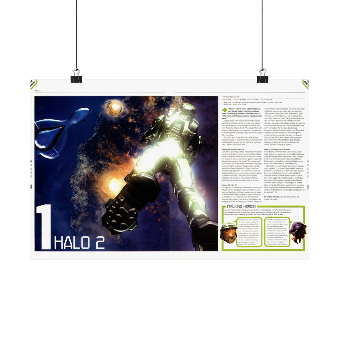 Halo 2 Video Game Poster 17x11, Old School Retro Gamer Gift Art Print ...