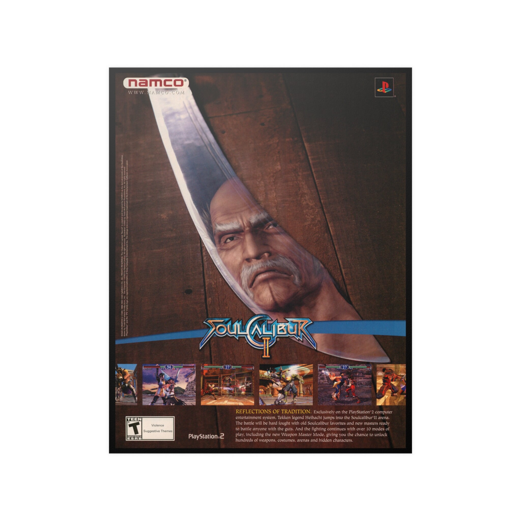 Soul Caliber 2 Video Game Poster 11x14, Old School Retro Gamer Gift ...