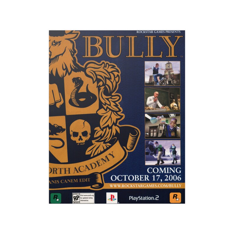 Bully Video Game Poster 11x14, Old School Retro Gamer Gift Ideas - Etsy