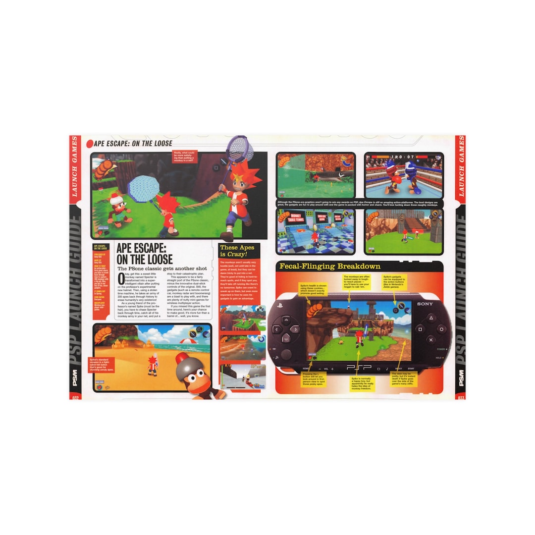 Ape Escape PSP Video Game Poster Ad 18x12, Old School Retro Gaming ...