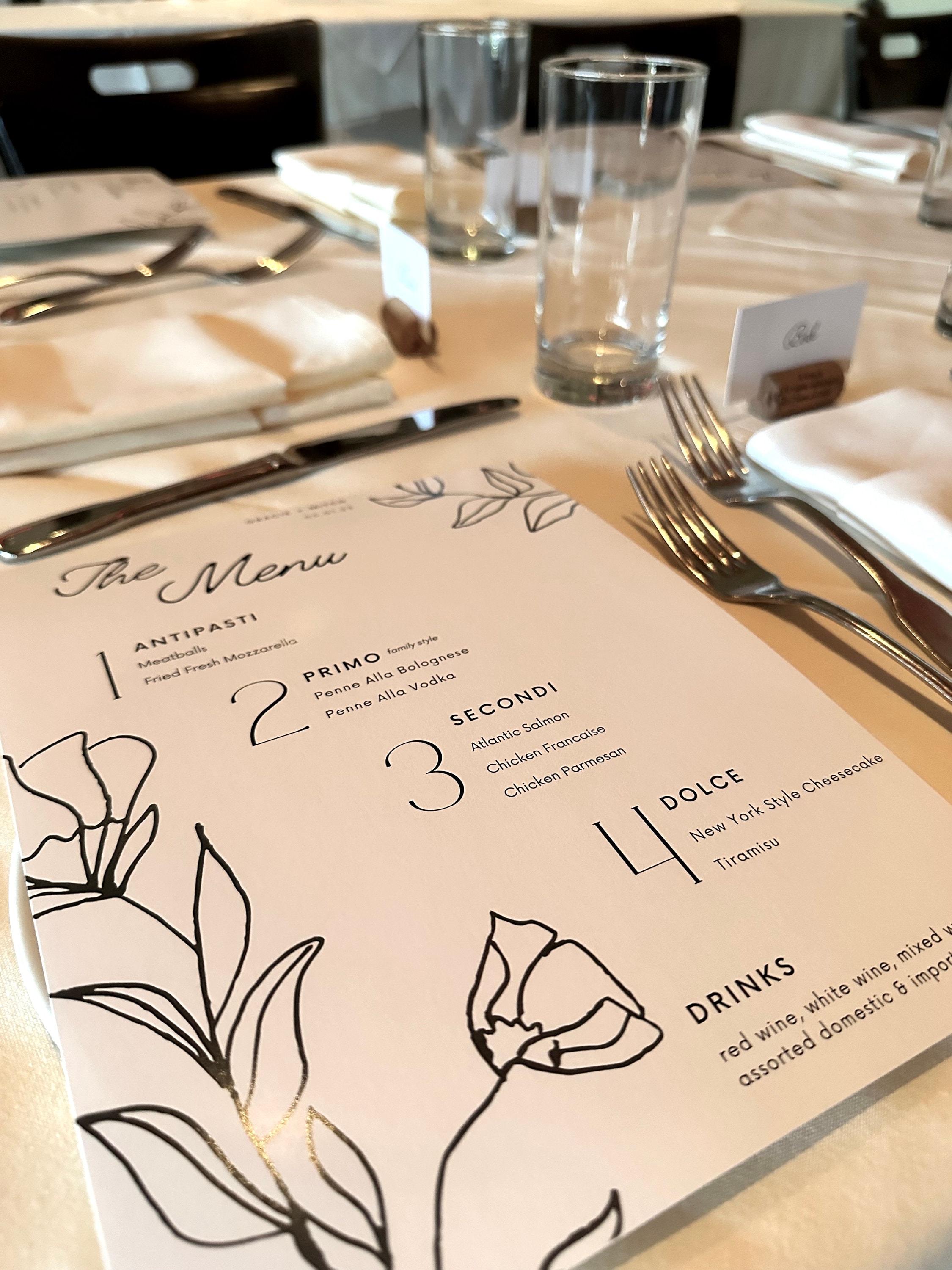 4 Course Rehearsal or Wedding Menu | Italian | 4 Courses | Editable ...